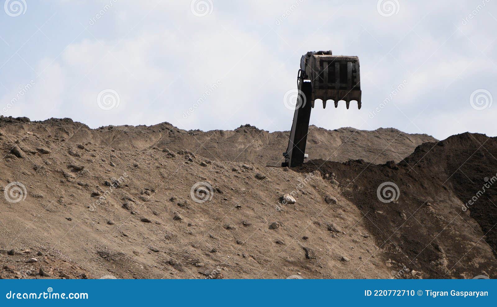 Excavator Works on a Dump in Open Pit Mining. Heavy Construction ...