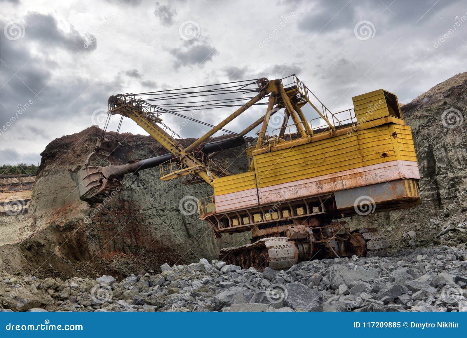Excavator Works or Ore at Opencast Mining Stock Image - Image of ...