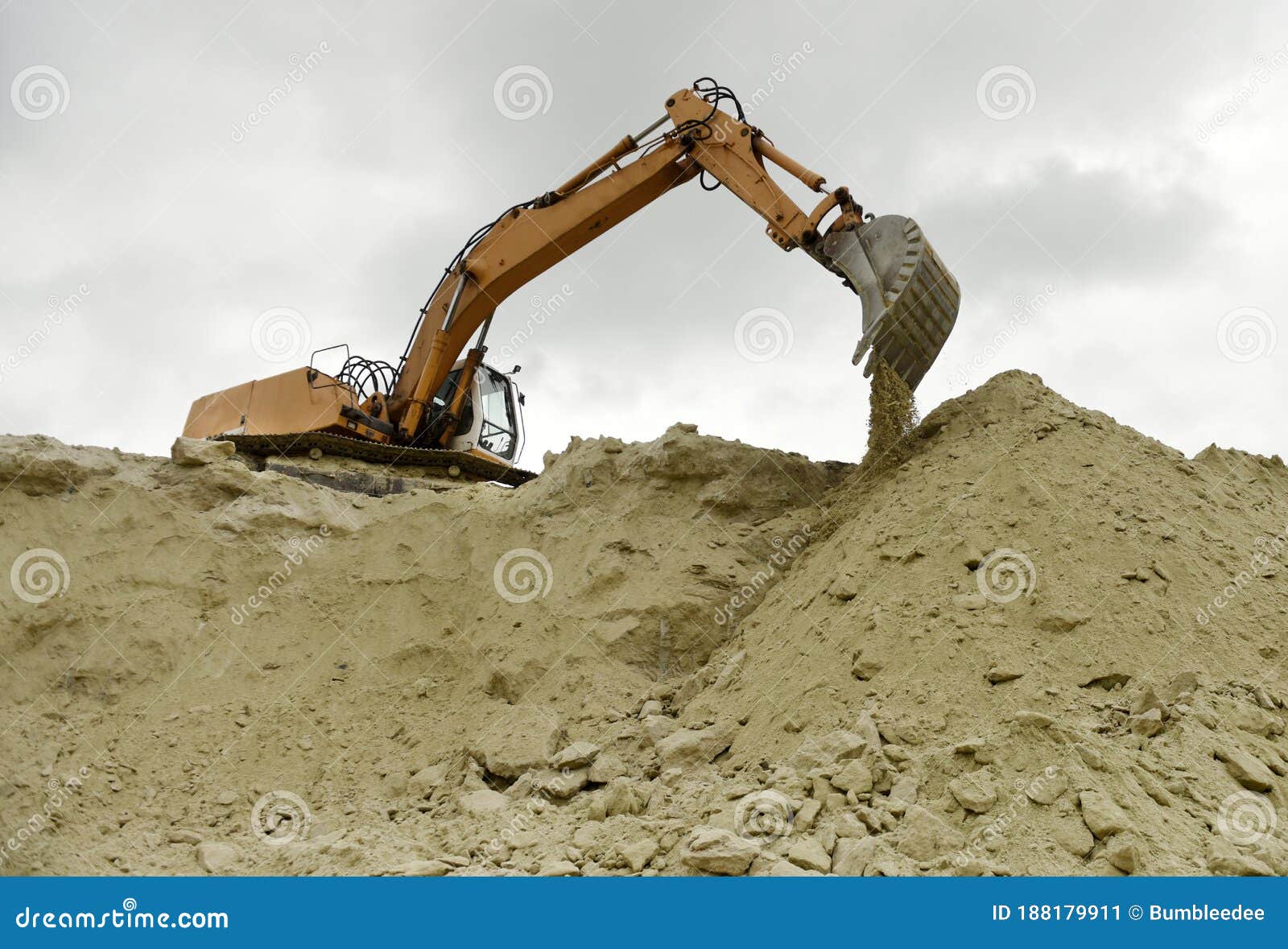 Excavator Works in the Quarry for Quarrying Sand Stock Image - Image of ...