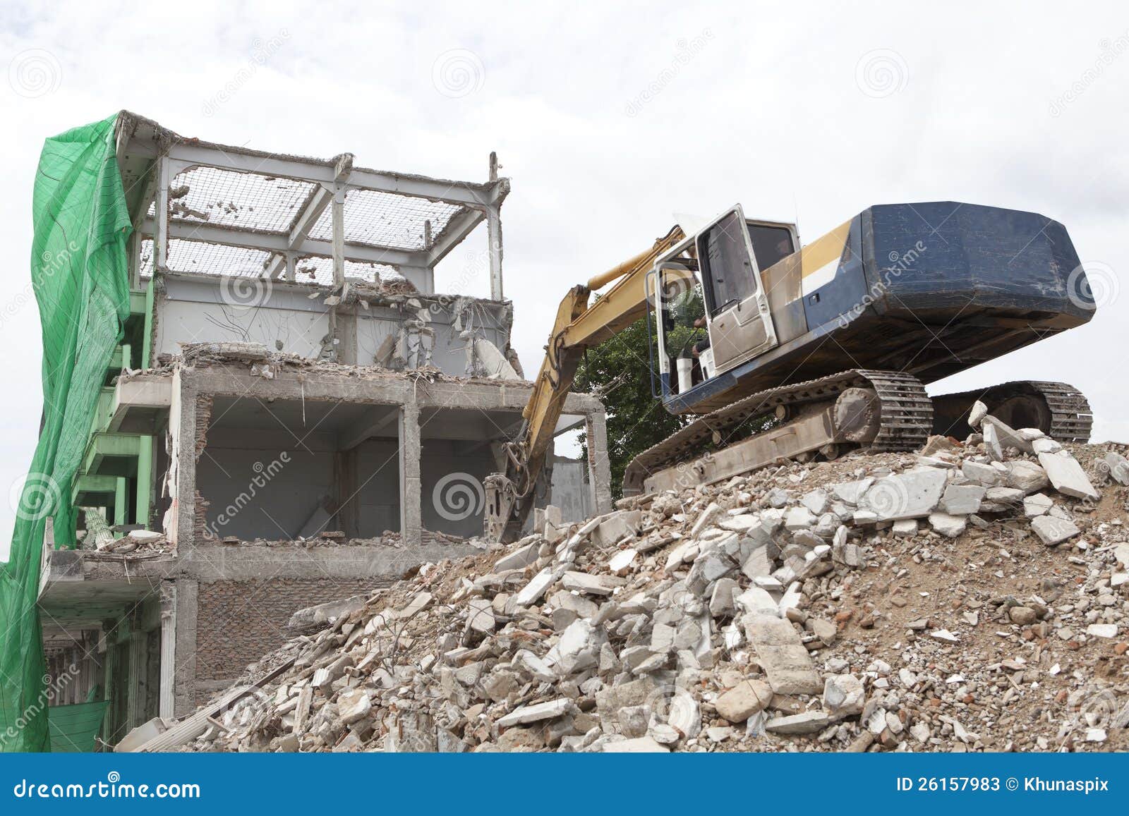 Excavators at a Demolition Site Stock Image - Image of cement, broken ...