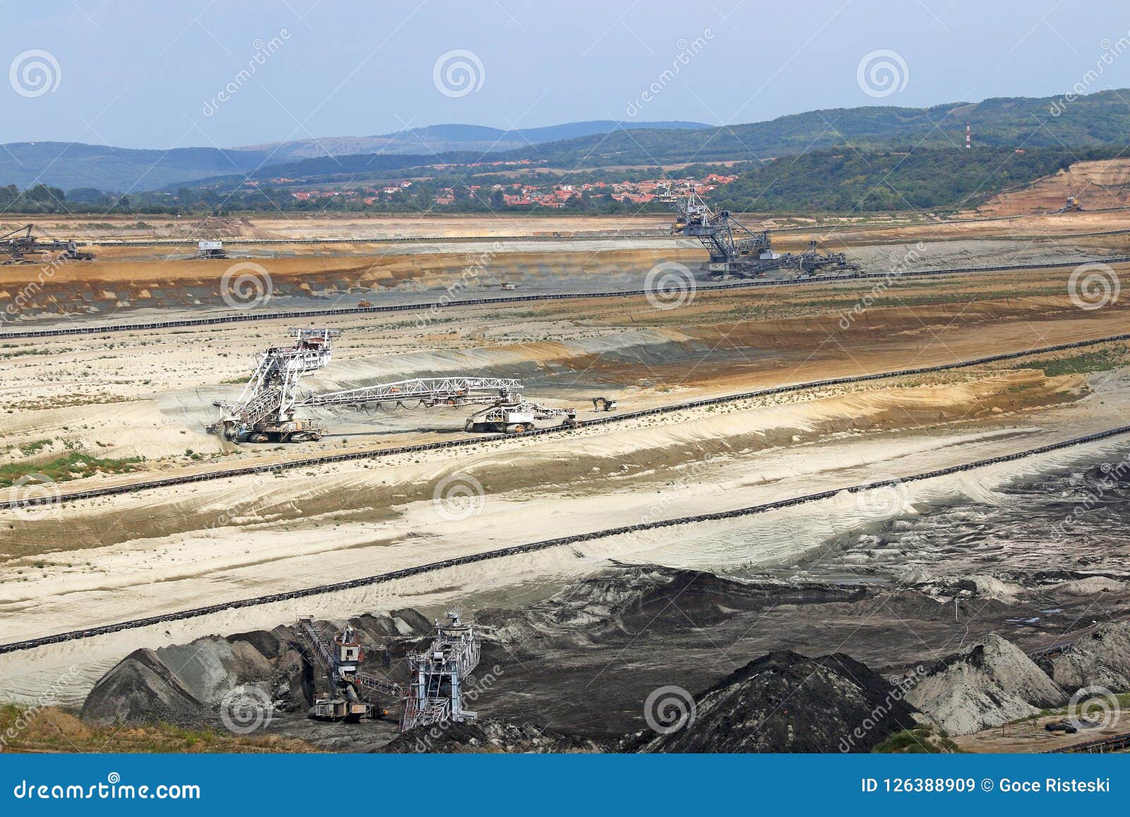 Excavators Digging Coal Open Pit Coal Mine Stock Image - Image of rock ...