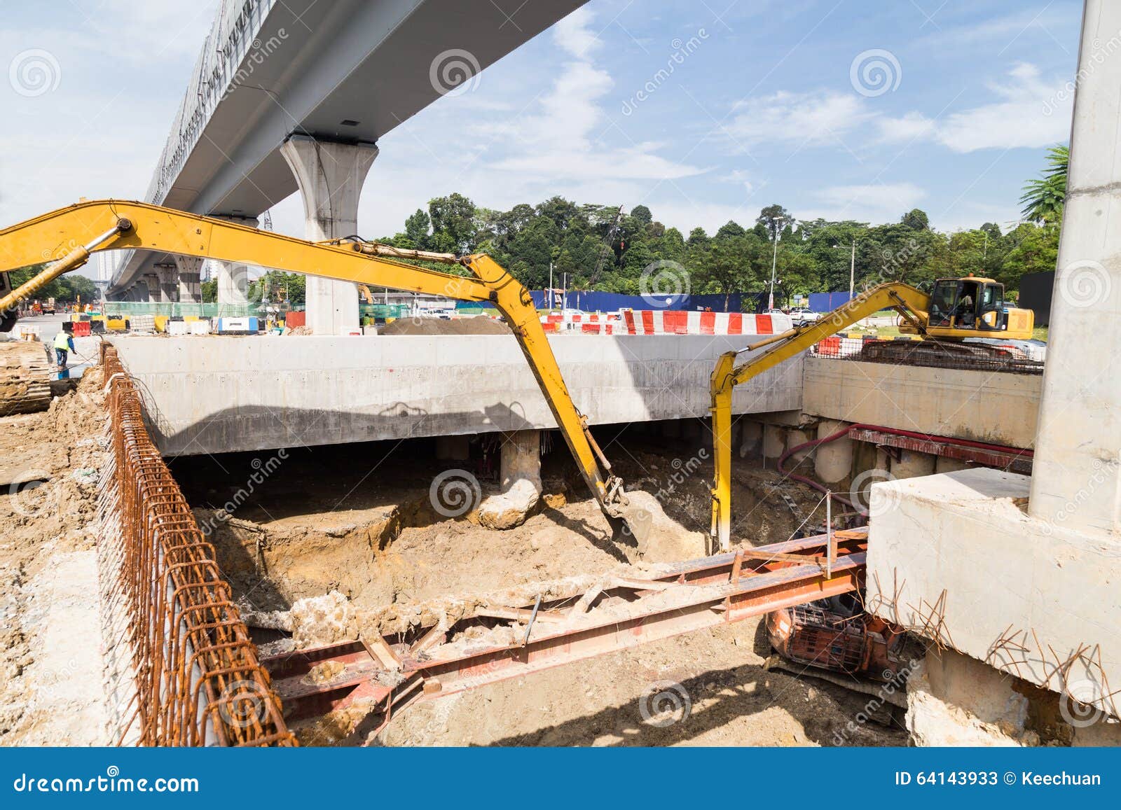 Excavators Digging Ground in Construction of Tunnel Underpass in Stock ... Excavators Digging Ground in Construction of Tunnel Underpass in Stock ...