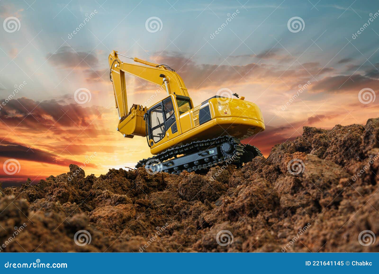 Excavators are Digging the Soil in the Construction Site. Stock Image ...