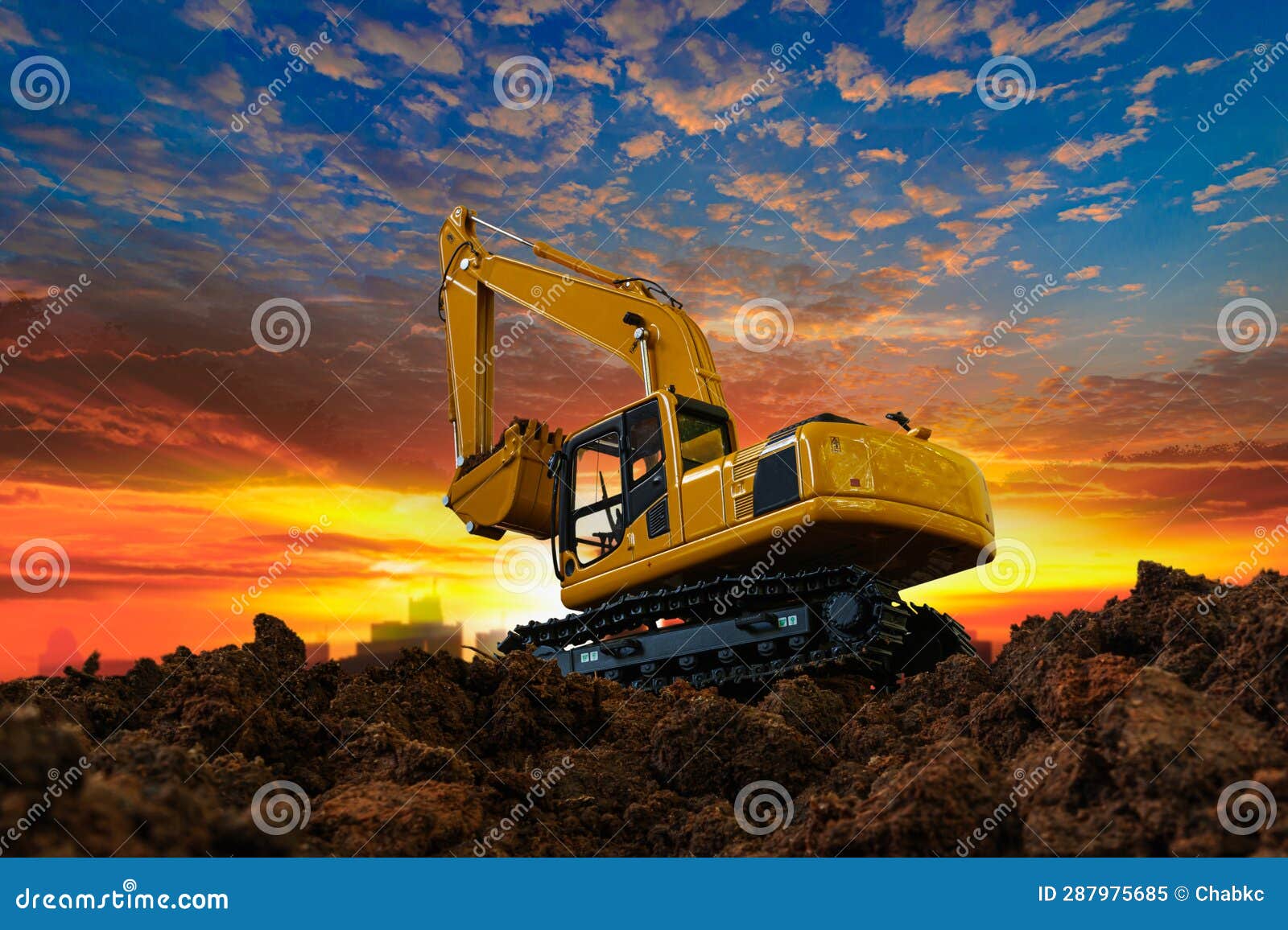 Excavators are Digging the Soil in the Construction Site Stock Image ...