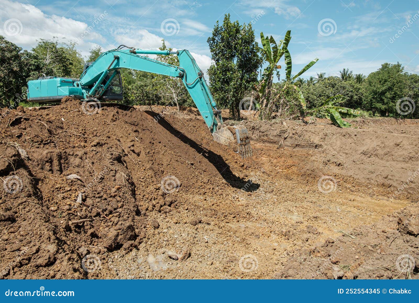Excavators are Digging the Soil ,dig a Pond. Stock Image - Image of ...