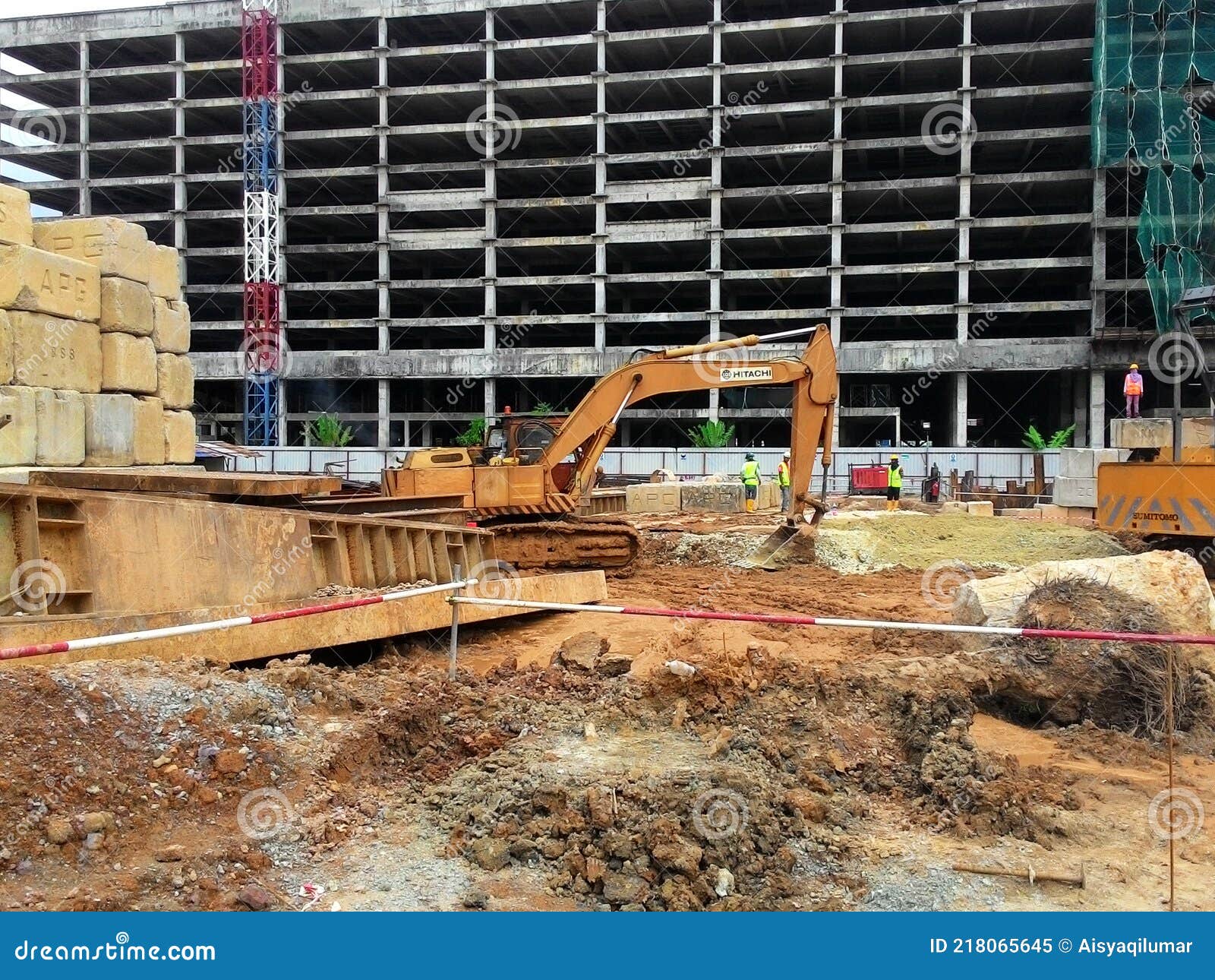 Excavators Machine at the Construction Site. Editorial Image - Image of ...