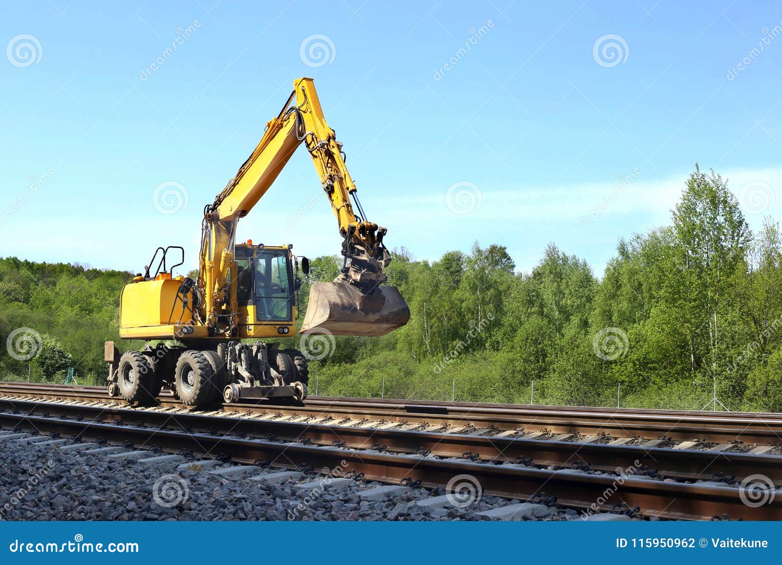 Rail Excavator On Reconstruction Of The Railway Rails Royalty-Free ...
