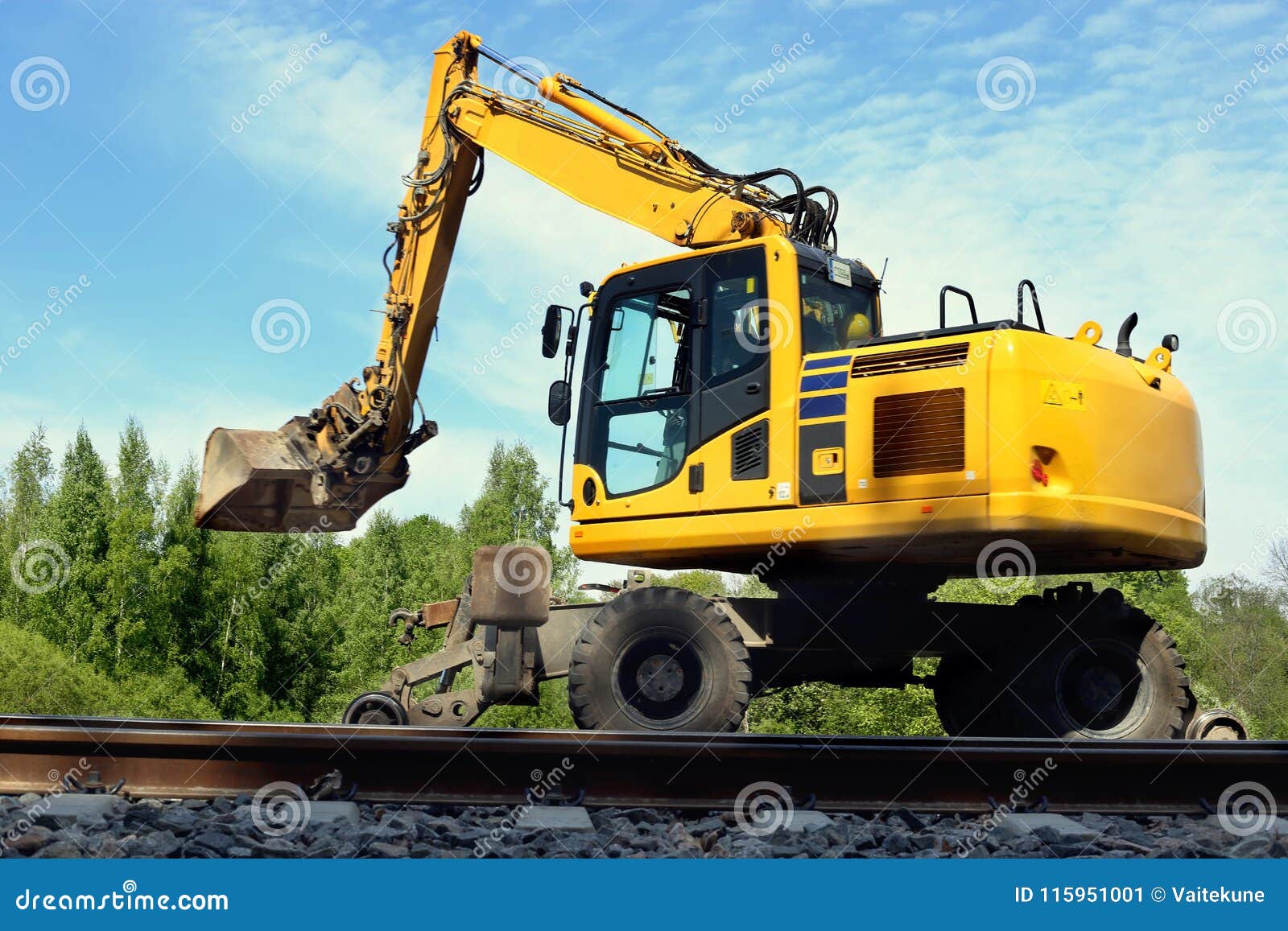 Rail Excavator Working with Rubble. Stock Image - Image of crane, train ...