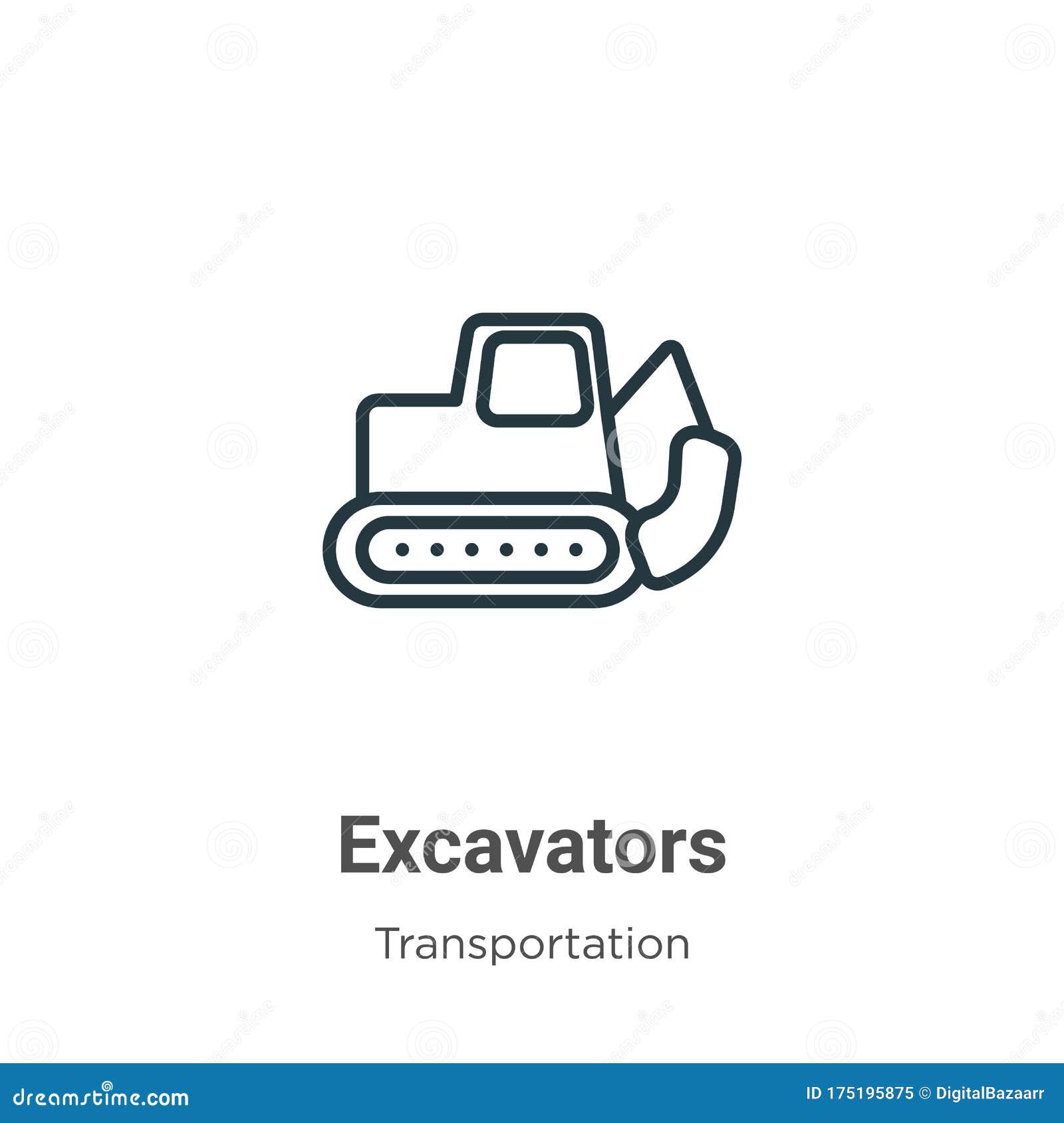 Excavators Outline Vector Icon. Thin Line Black Excavators Icon, Flat Vector Simple Element ...