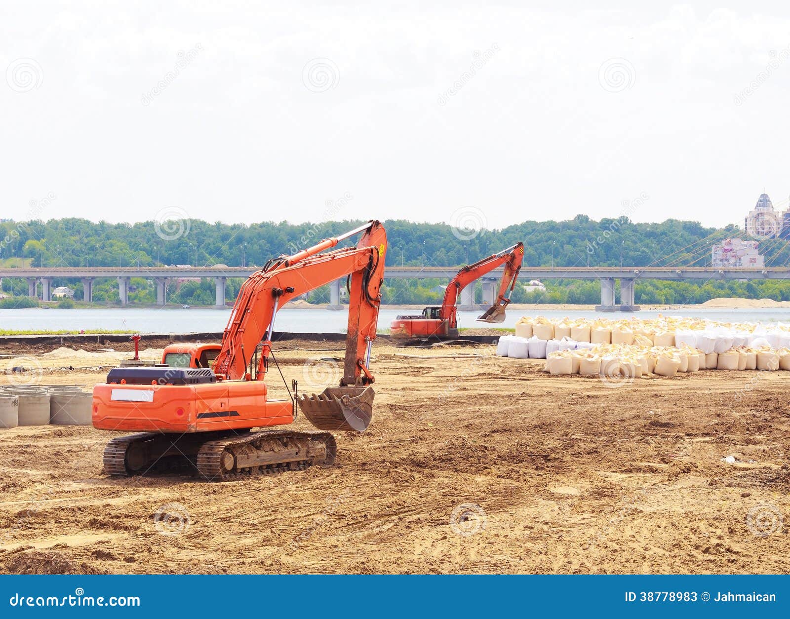 Excavators at work stock image. Image of dredge, earthmover - 38778983