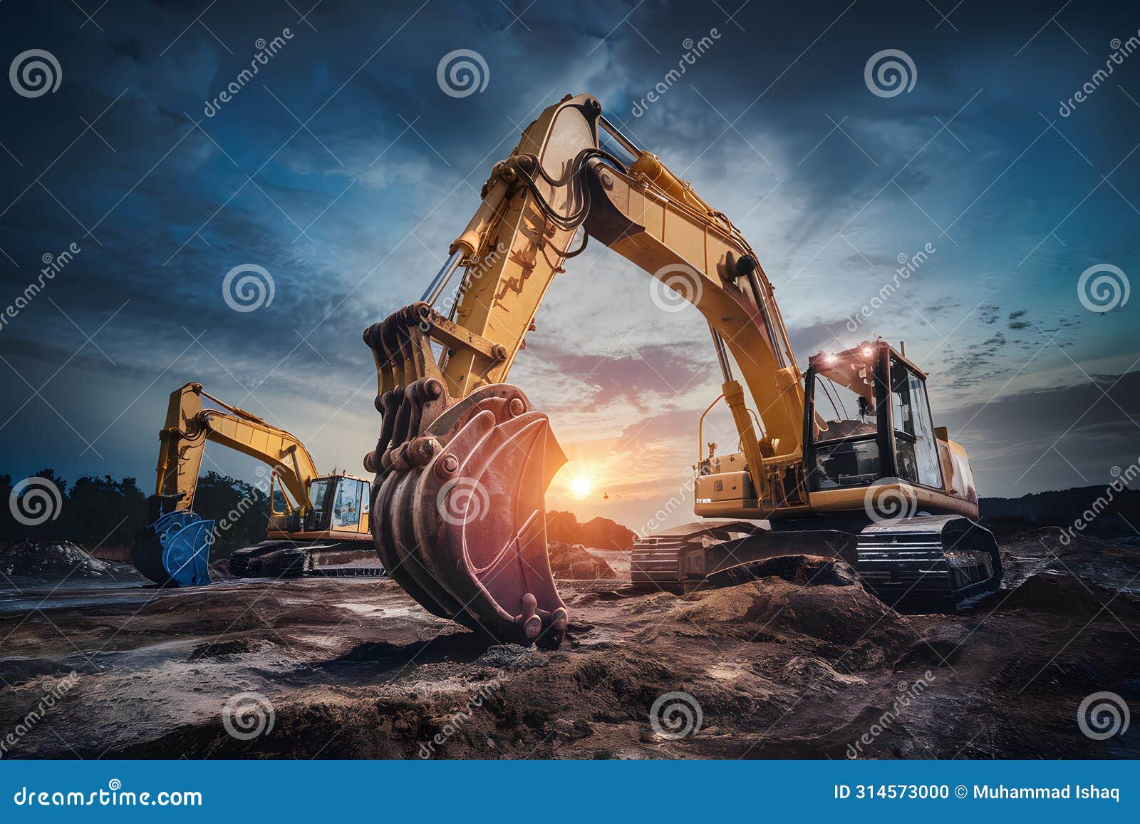 Excavators Digging Up The Ground Around The Building To Install Deeper ... Excavators Digging Up The Ground Around The Building To Install Deeper ...