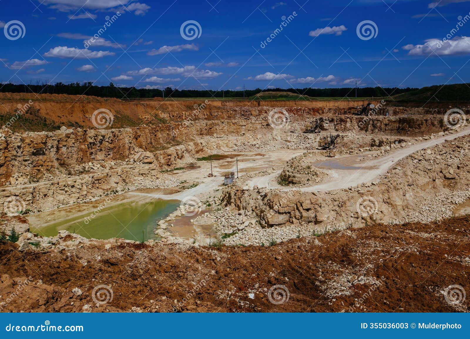 Excavators Working on Limestone Mining in the Quarry Stock Image ...