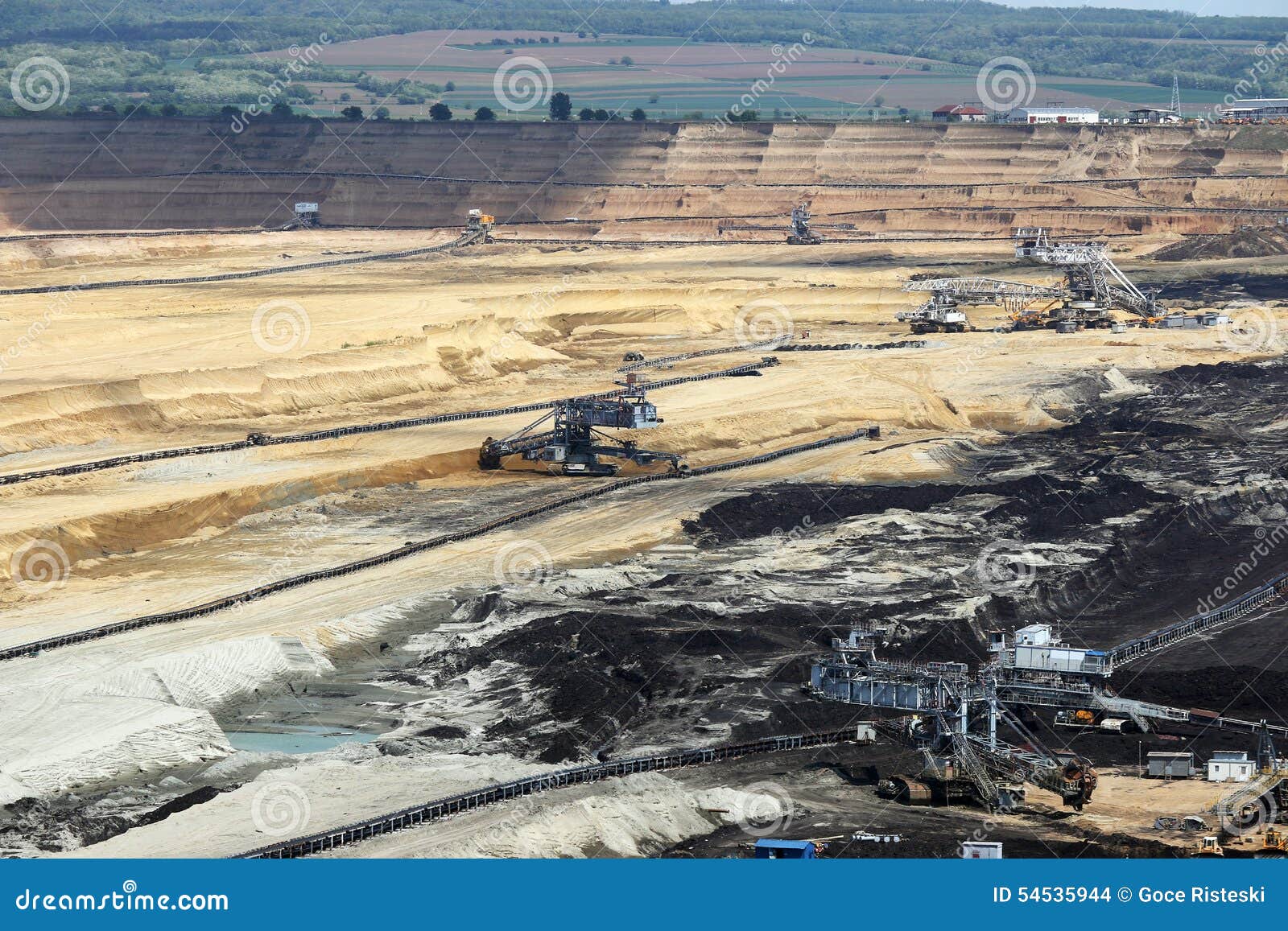 Excavators Working on Open Pit Coal Mine Stock Photo - Image of factory ...