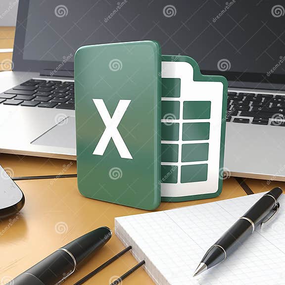 Excel Power - 3D Microsoft Office Excel in Action. Digital Data Analysis. 3d Illustration Stock ...