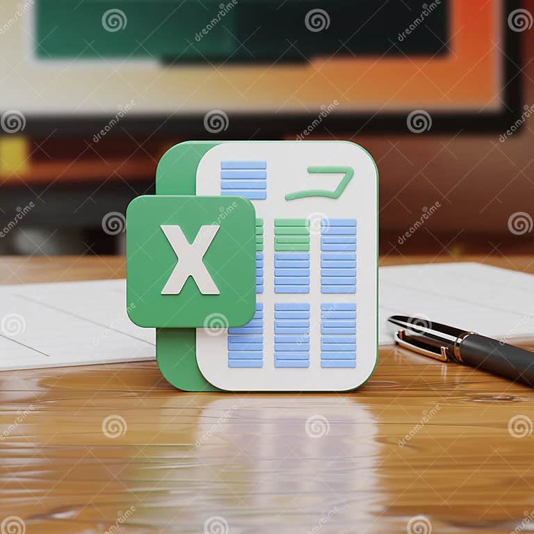 Excel Power - 3D Microsoft Office Excel in Action. Digital Data Analysis. 3d Illustration Stock ...