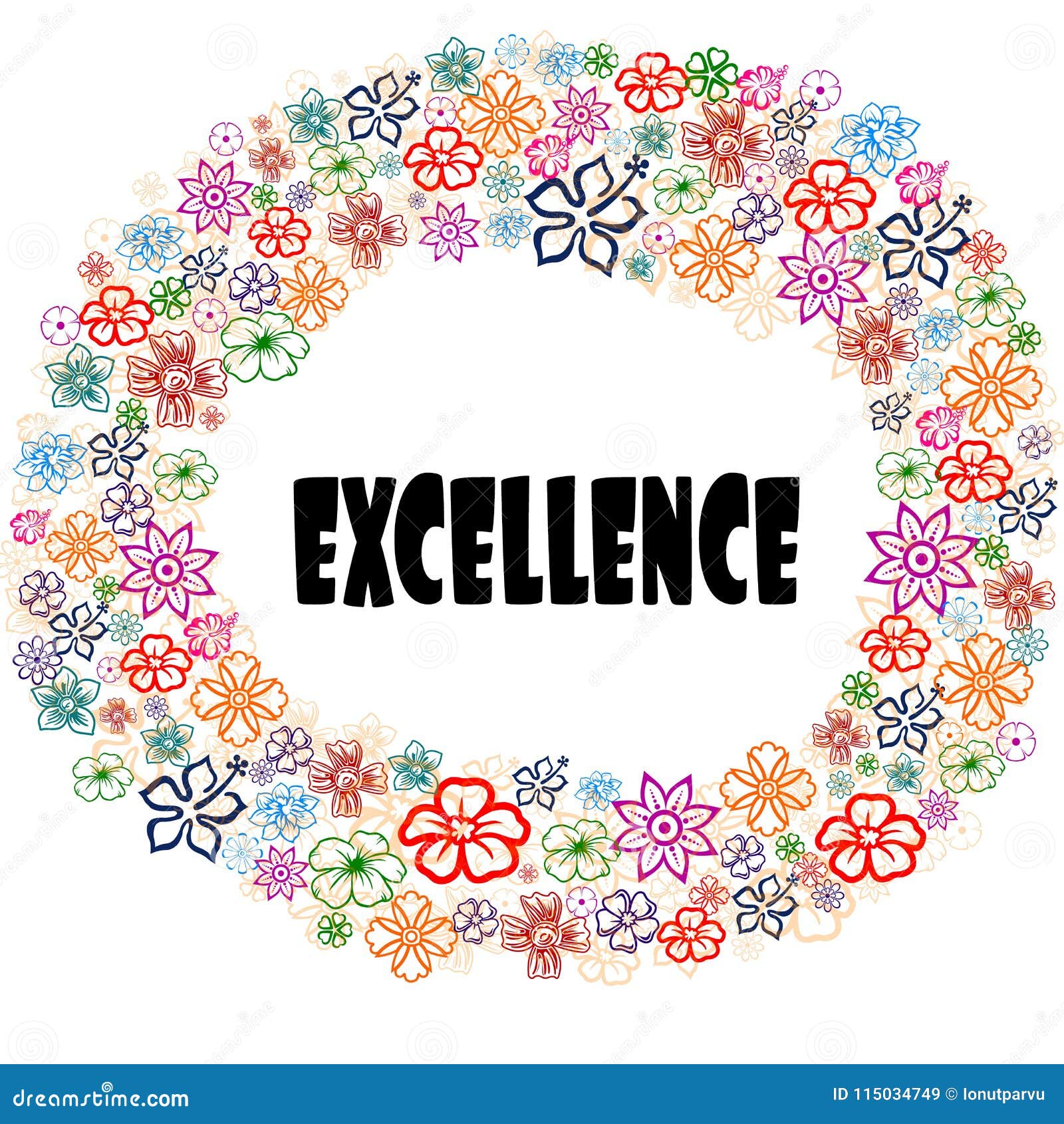 EXCELLENCE in Floral Frame. Stock Illustration - Illustration of ...