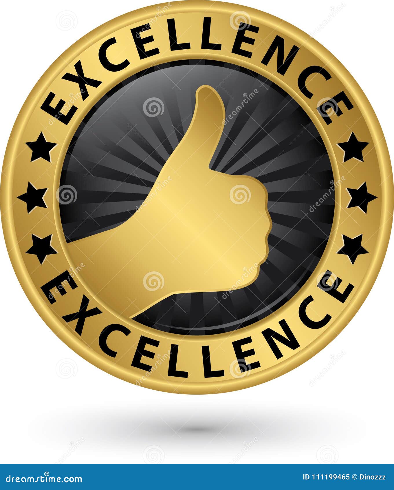 Excellence Golden Sign with Thumb Up, Vector Illustration Stock Vector ...