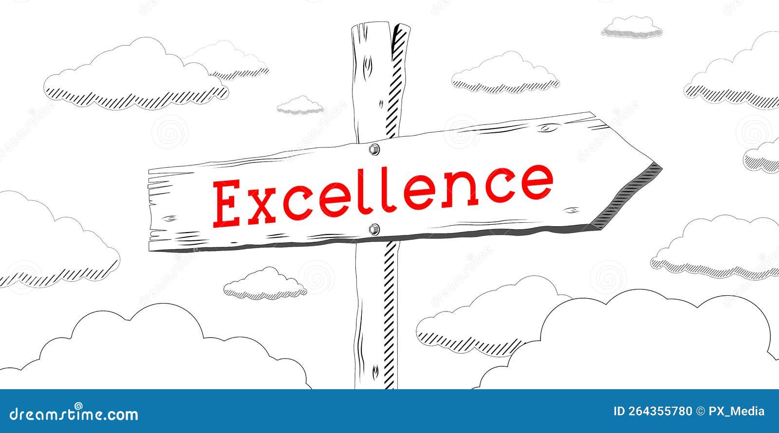 Excellence - Outline Signpost with One Arrow Stock Illustration ...
