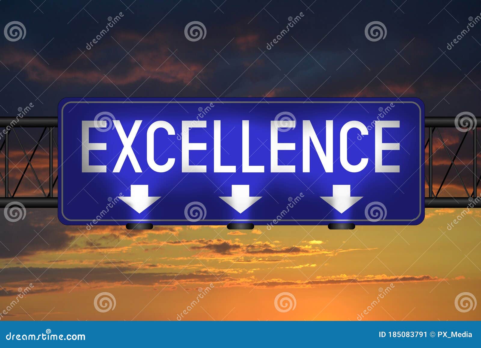 Excellence - Highway Board, Sky Stock Image - Image of super, help ...