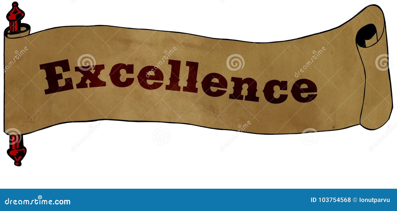 EXCELLENCE Text on Old Scroll Paper Drawing Illustration Stock ...