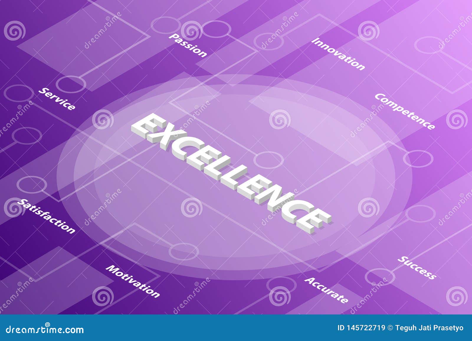 Excellence Words Isometric 3d Word Text Concept with Some Related Text ...