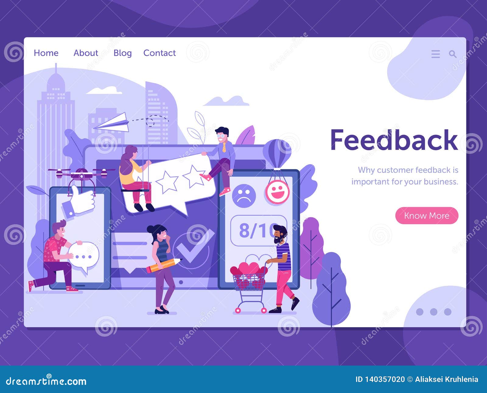 Excellent Clients Feedback Landing Page Stock Vector - Illustration of ...