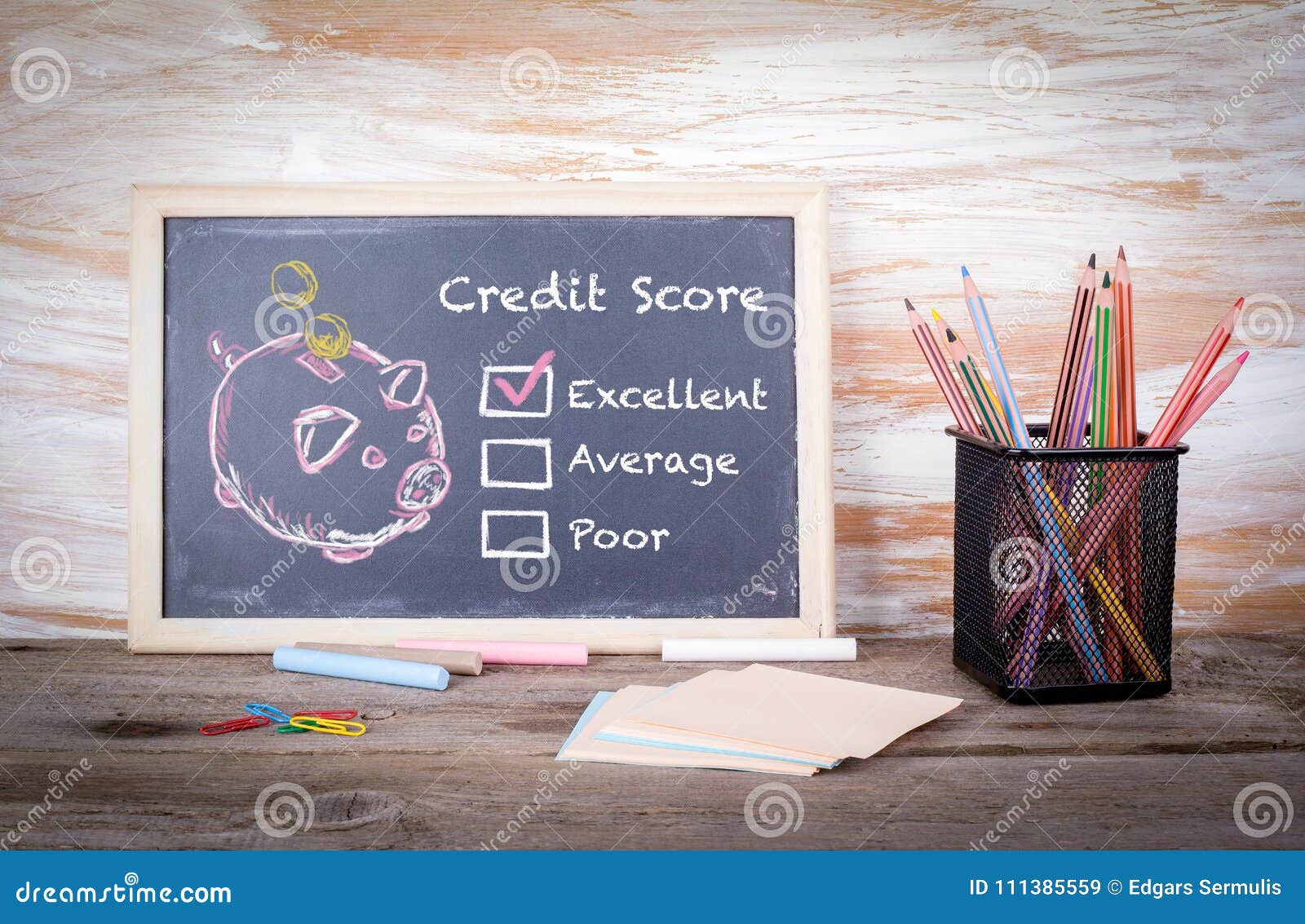 Excellent, Credit Score Concept. Chalk Board Background with Texture ...