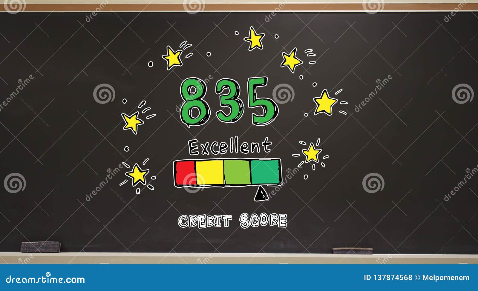 Excellent Credit Score Theme on a Blackboard Stock Photo - Image of ...
