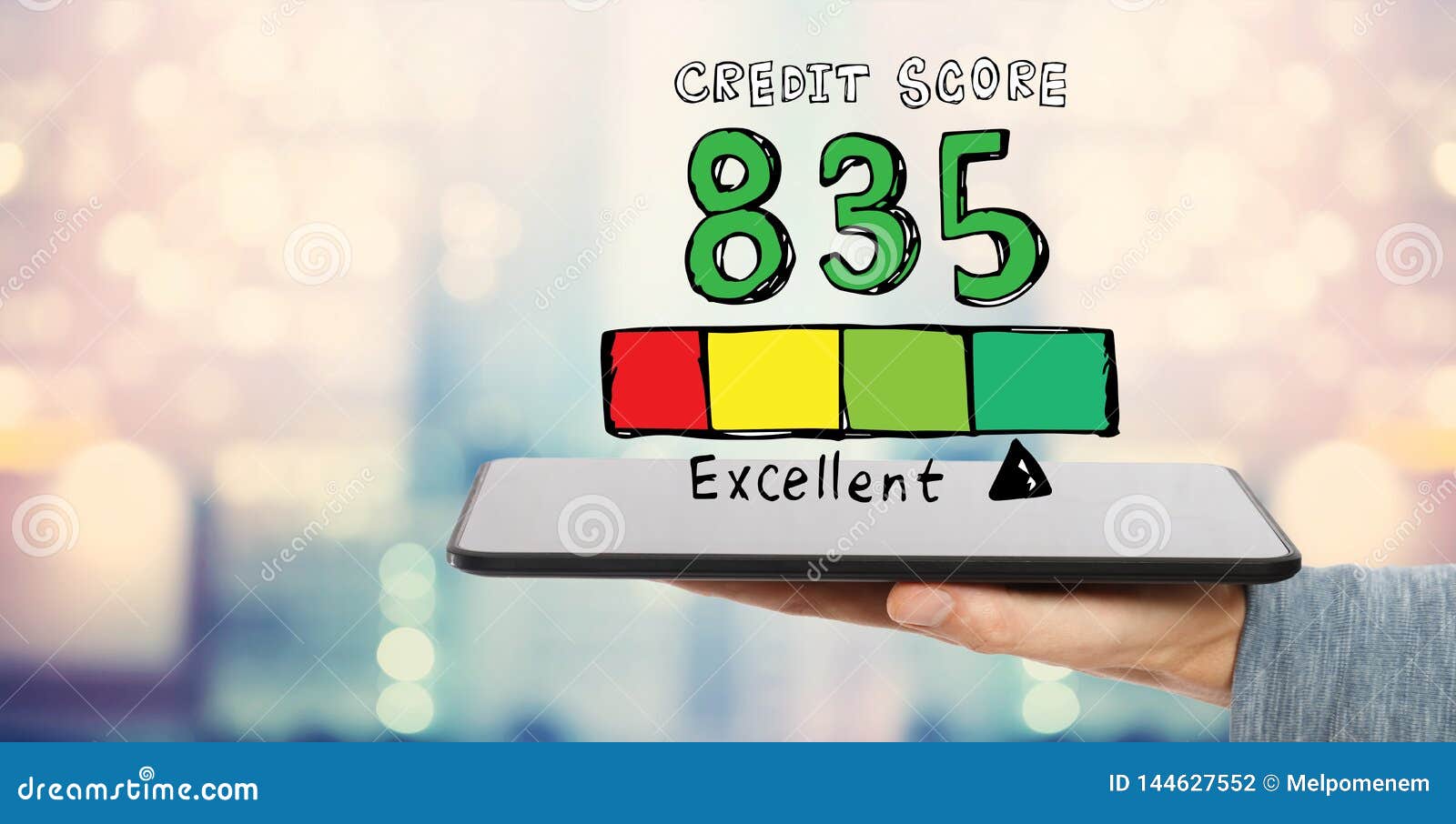 Excellent Credit Score Theme with Tablet Computer Stock Photo - Image ...