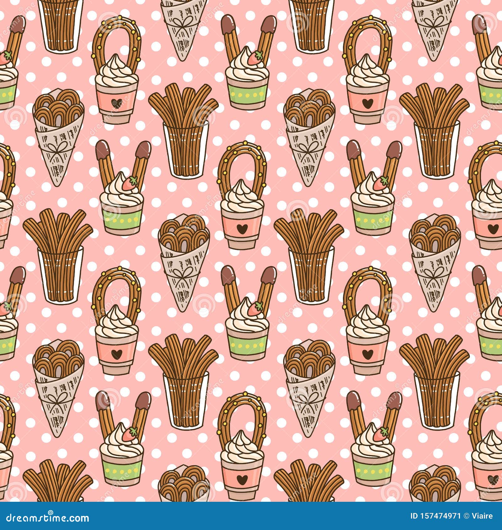 Seamless Pattern with Churros or Churro is a Traditional Spanish ...