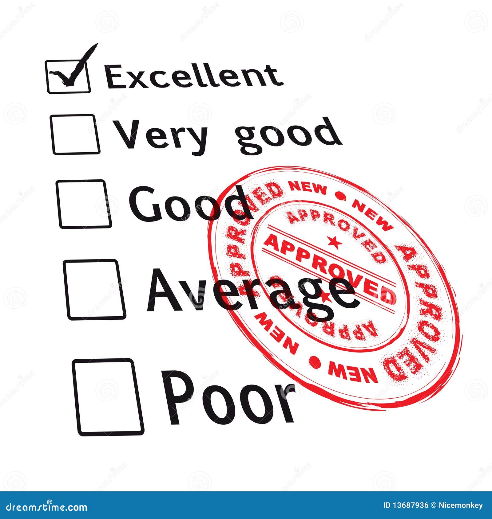 Excellent evaluation pass stock illustration. Illustration of stamp ...