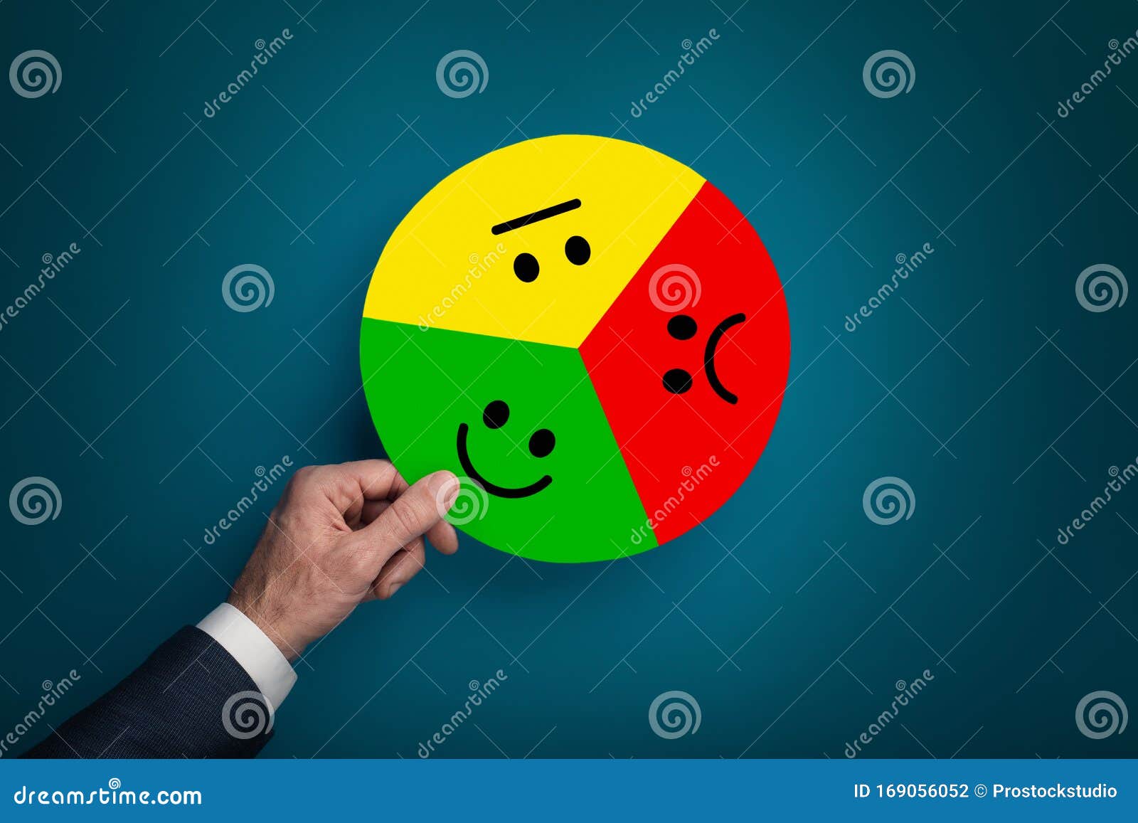 Excellent Feedback. Customer Hand Pulling Smiley Face Card Stock Photo ...
