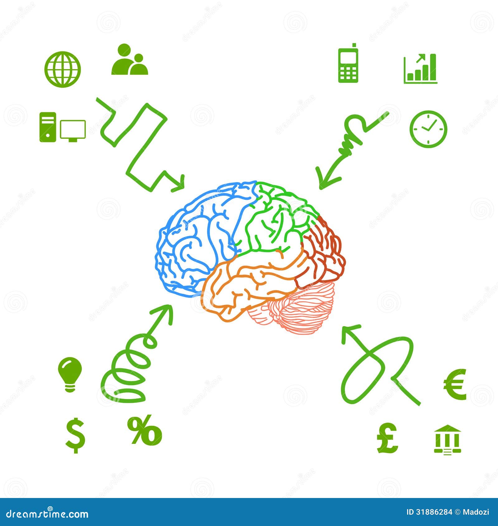 Excellent ideas brain stock vector. Illustration of good - 31886284