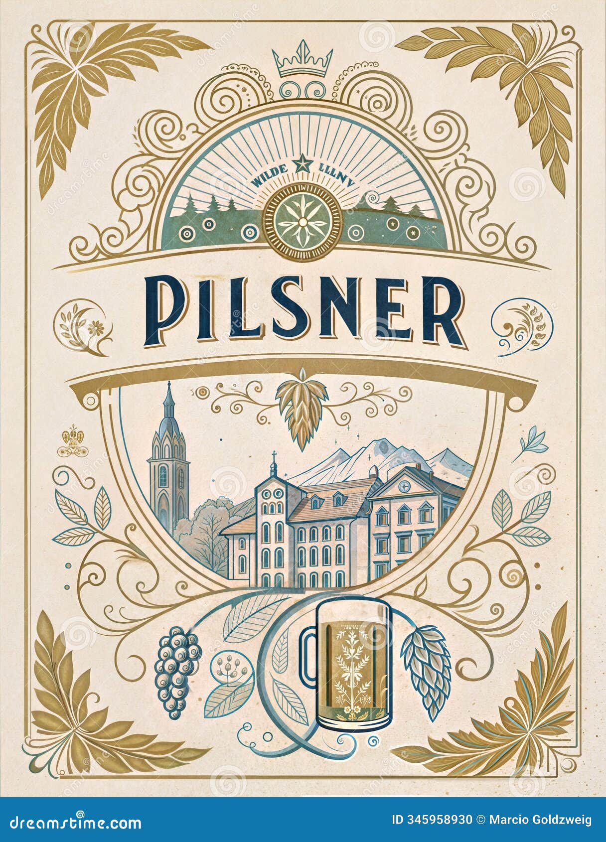 Excellent Illustration Layout For Graphic Designers For The Development Of Beer Labels. Royalty ...