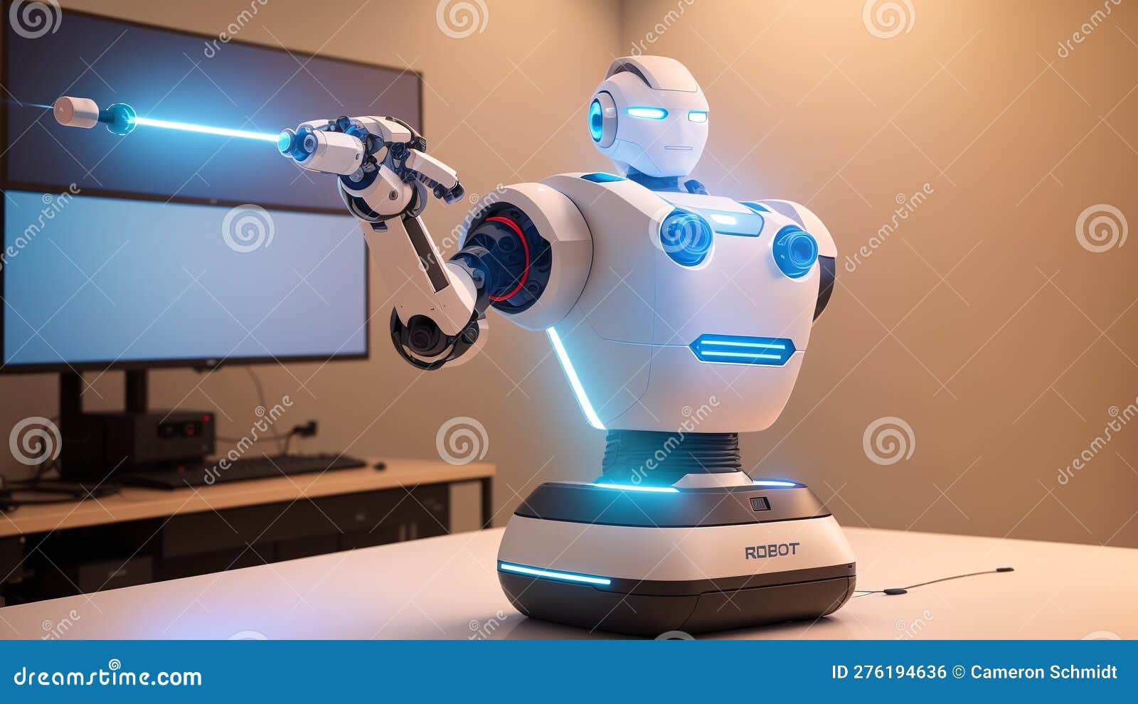 An Excellent Looking Robot with a Blue Light on Its Arm AI Generative ...