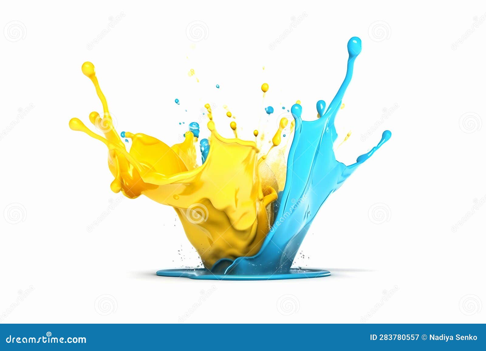 Excellent Splash Blue and Yellow Paint Stock Illustration ...