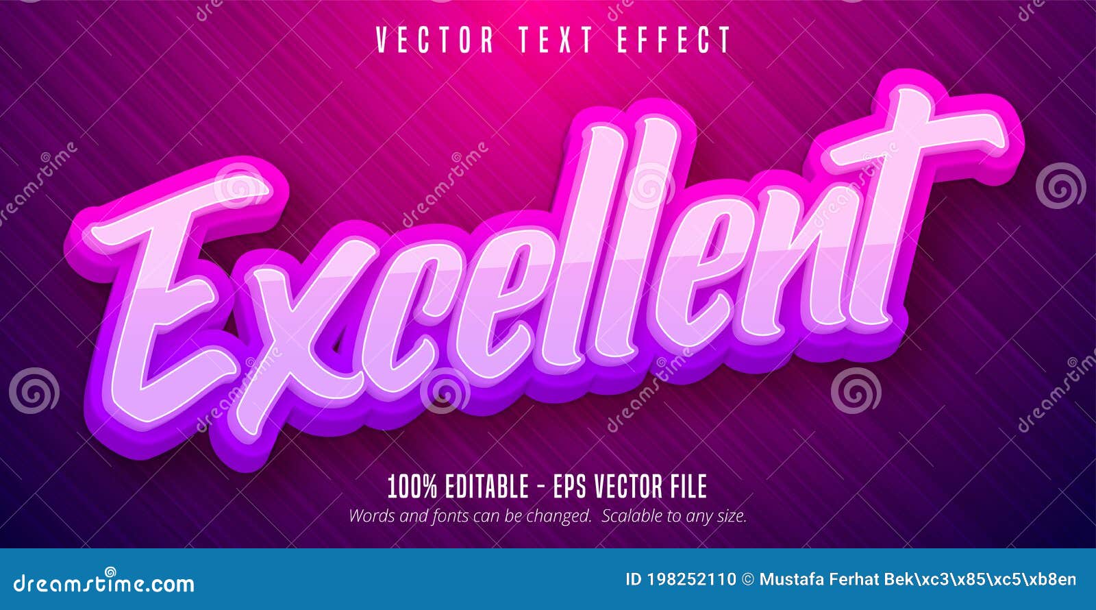 Excellent Text, Calligraphy Style Editable Text Effect Stock Vector ...