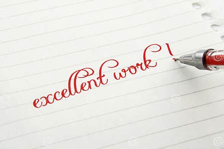 Excellent work stock photo. Image of mark, lined, note - 2021994