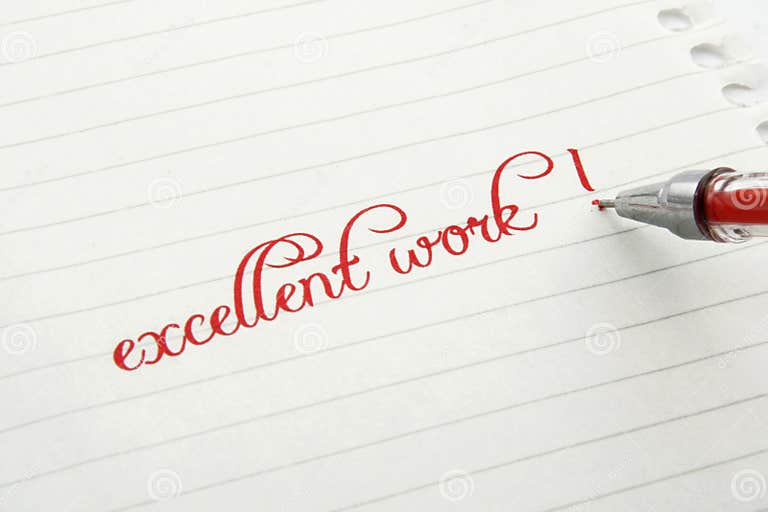 Excellent work stock photo. Image of mark, lined, note - 2021994