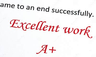 Excellent Work a+ stock image. Image of appraisal, ballpoint - 32773365