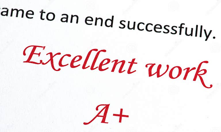 Excellent Work a+ stock image. Image of appraisal, ballpoint - 32773365