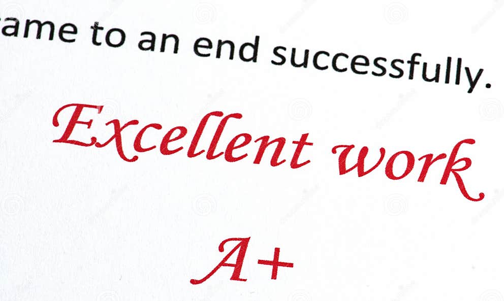 Excellent Work a+ stock image. Image of appraisal, ballpoint - 32773365