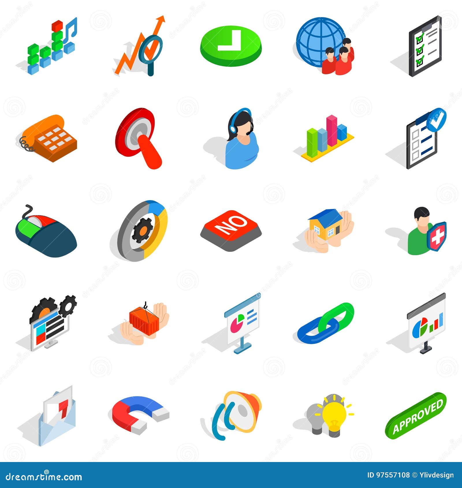 Excellent Worker Icons Set, Isometric Style Stock Vector - Illustration ...