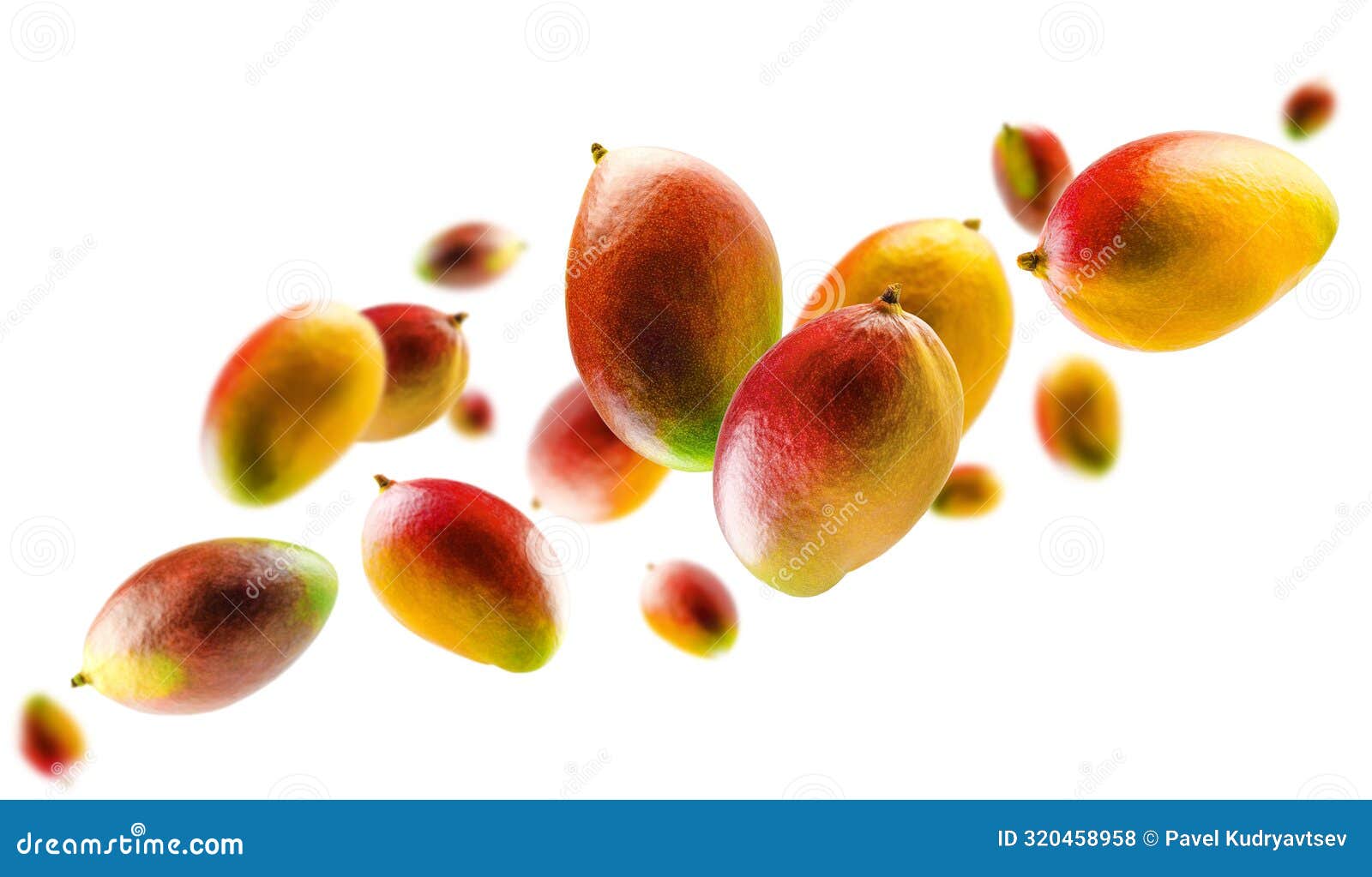 Excellently Retouched Whole Mangoes Fly In Space Forming A Chain Shape ...