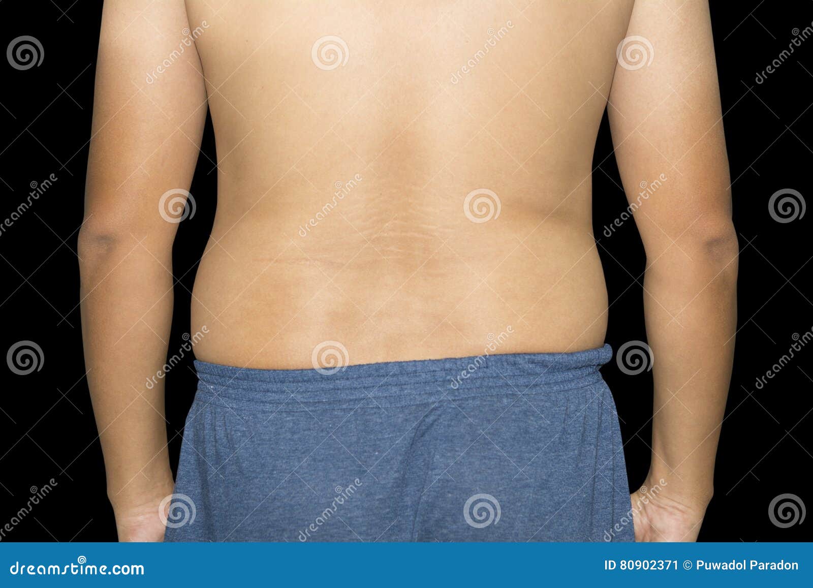 Excess Fat Around the Waist on Black Stock Image - Image of loss, waist ...