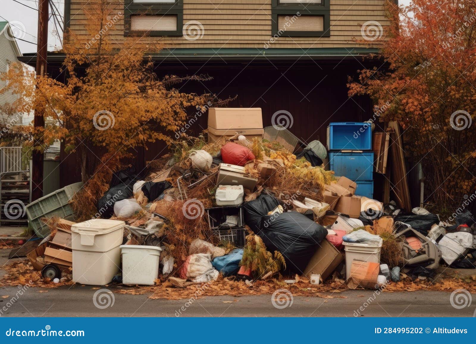 Excess Garbage Piled beside an Overfilled Dumpster Stock Illustration ...