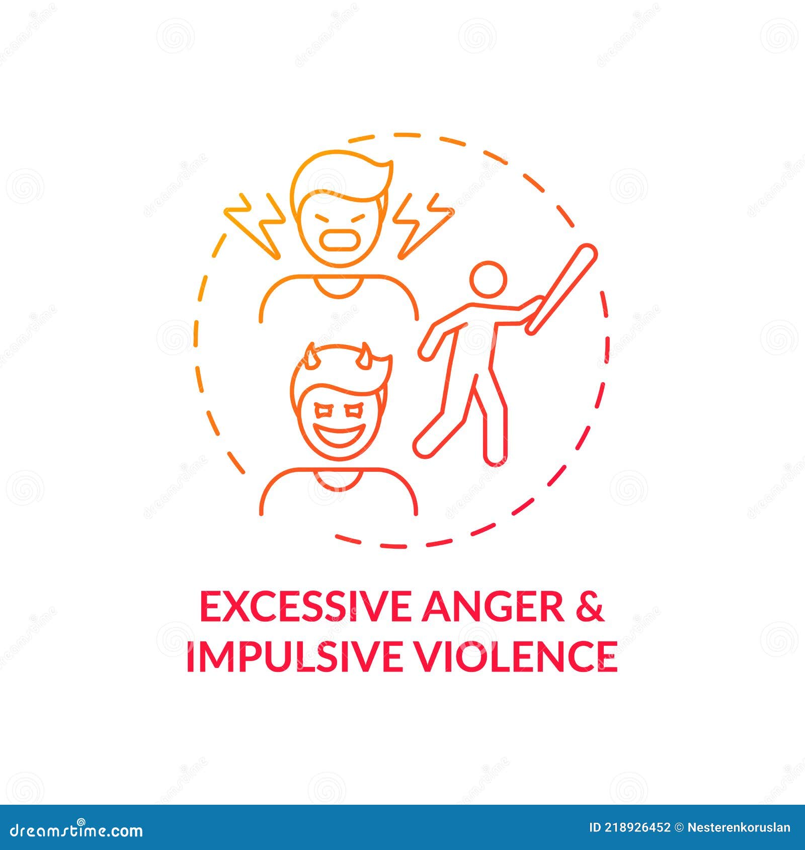 Excessive Anger and Impulsive Violence Red Gradient Concept Icon Stock ...