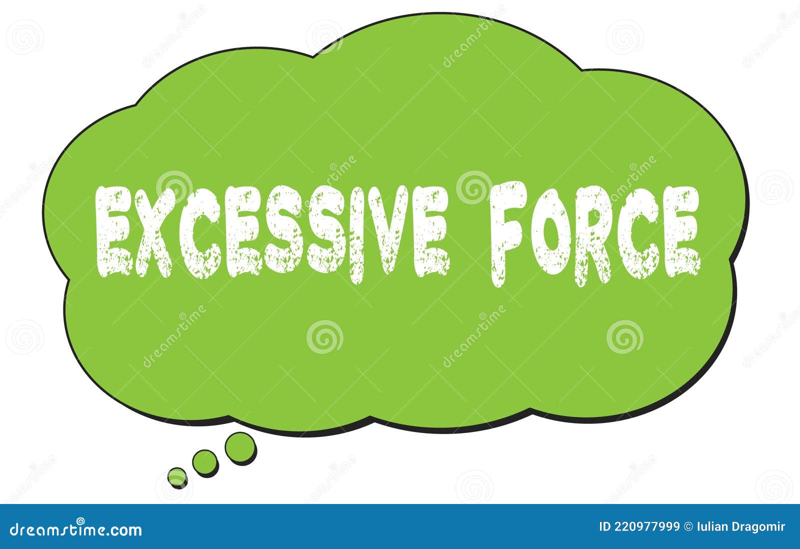 EXCESSIVE FORCE Text Written on a Green Thought Bubble Stock ...