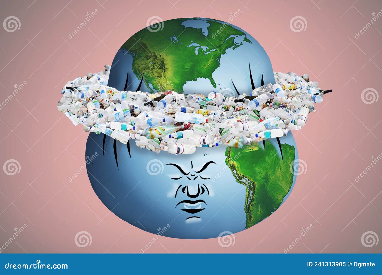 Excessive Plastic Waste on Earth Stock Illustration - Illustration of ...
