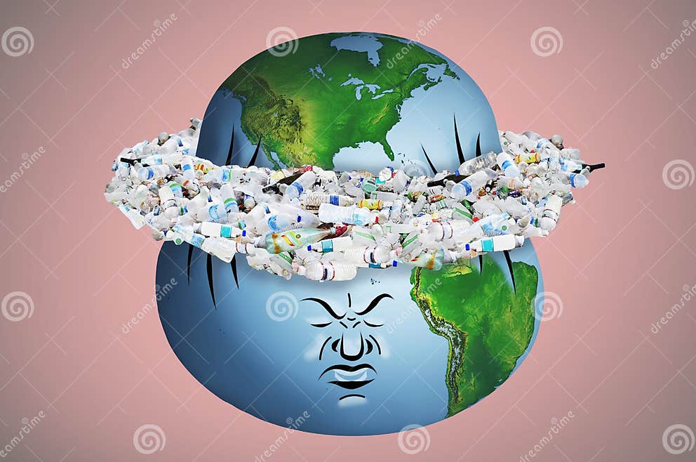 Excessive Plastic Waste on Earth Stock Illustration - Illustration of ...